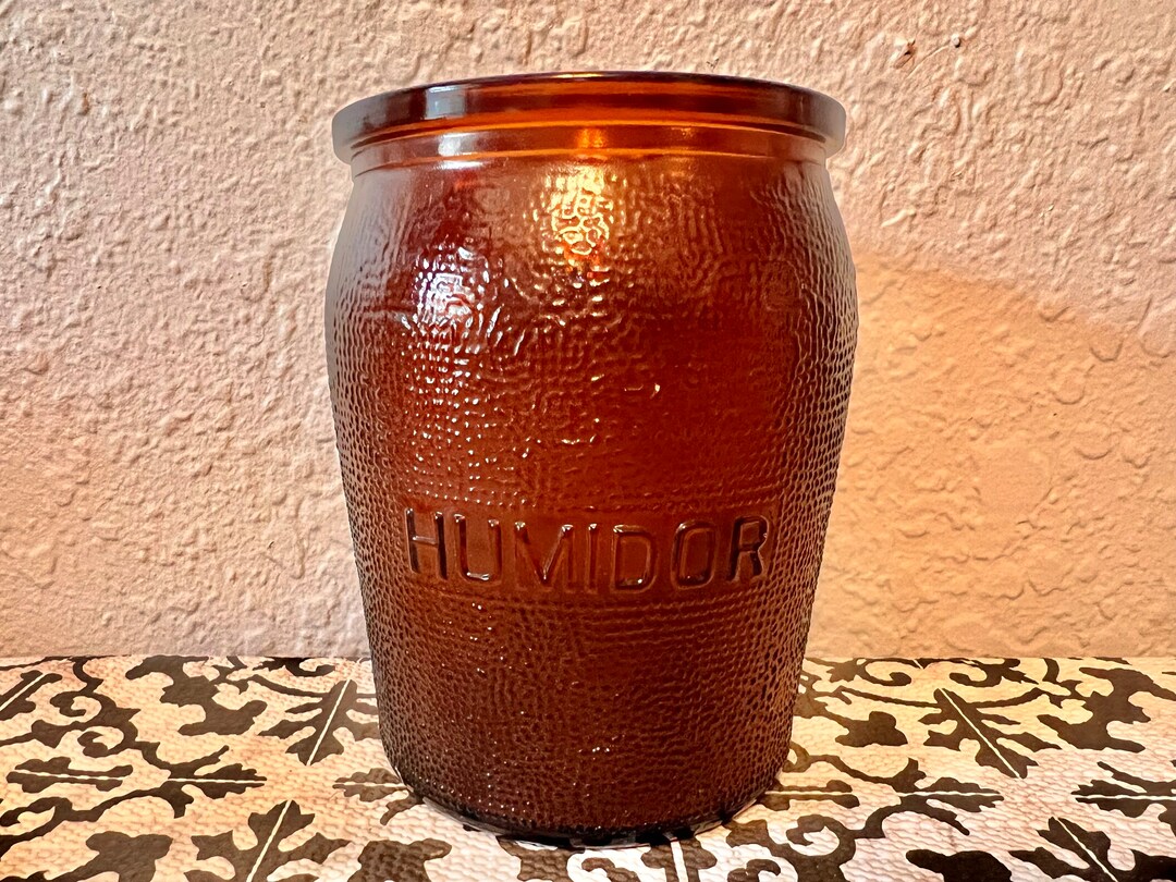 Vintage Amber Brown Pebble Glass Humidor Glass Jar Container Dun-rite ...
