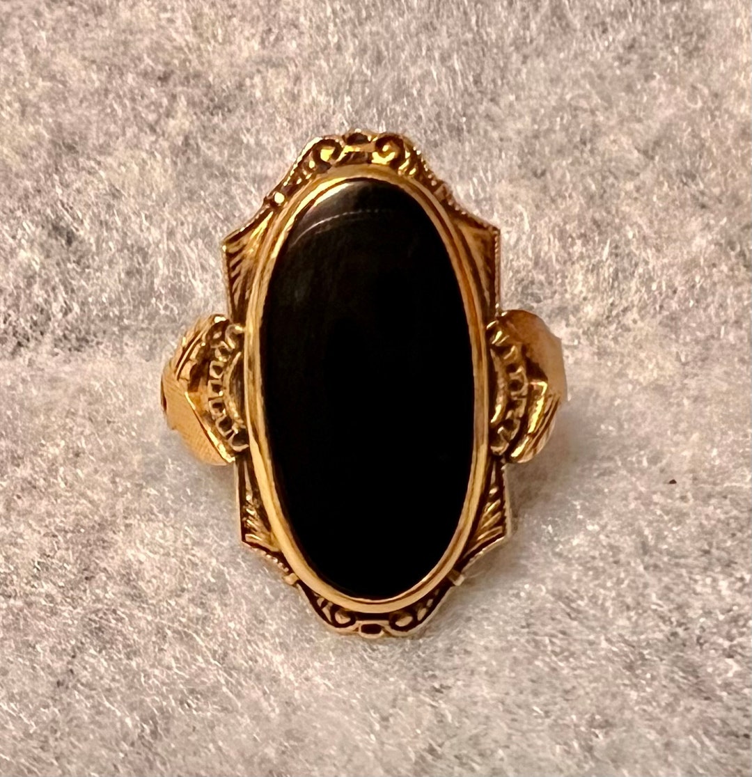 Vintage Art Deco Onyx Ring - Etsy