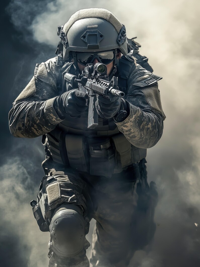 Epic Tactical Soldier Digital Art - Intense Military Scene With Smoke ...