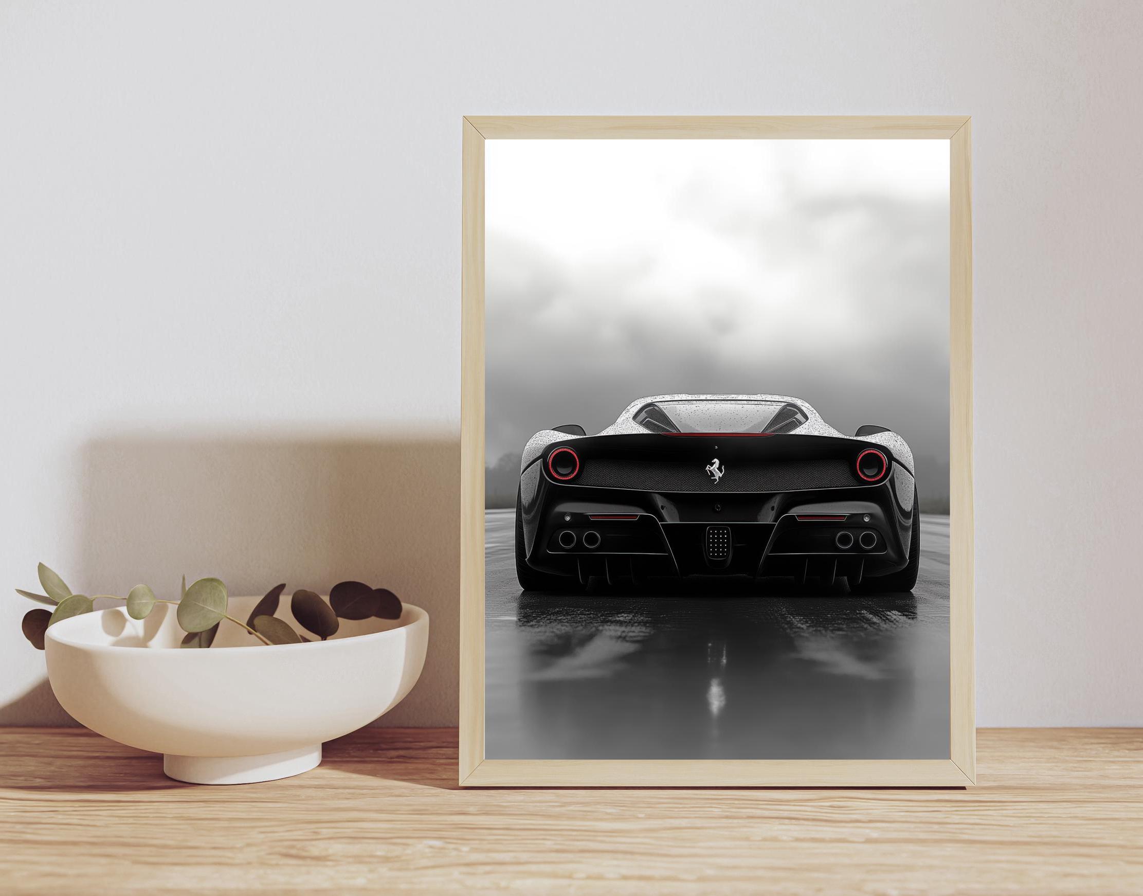 Ferrari Wall Art - Black and White Ferrari Poster Print - Ferrari Home ...