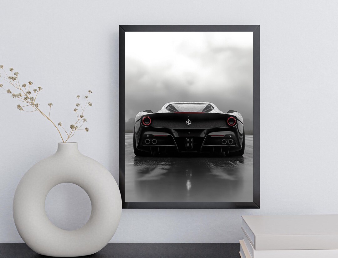 Ferrari Wall Art - Black and White Ferrari Poster Print - Ferrari Home ...