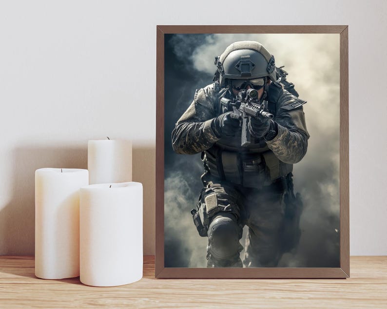 Epic Tactical Soldier Digital Art - Intense Military Scene With Smoke ...