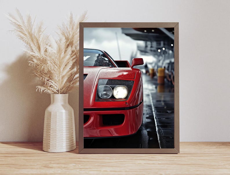 Iconic Ferrari F40: Racing Legend Close-up | Vintage Supercar Poster ...