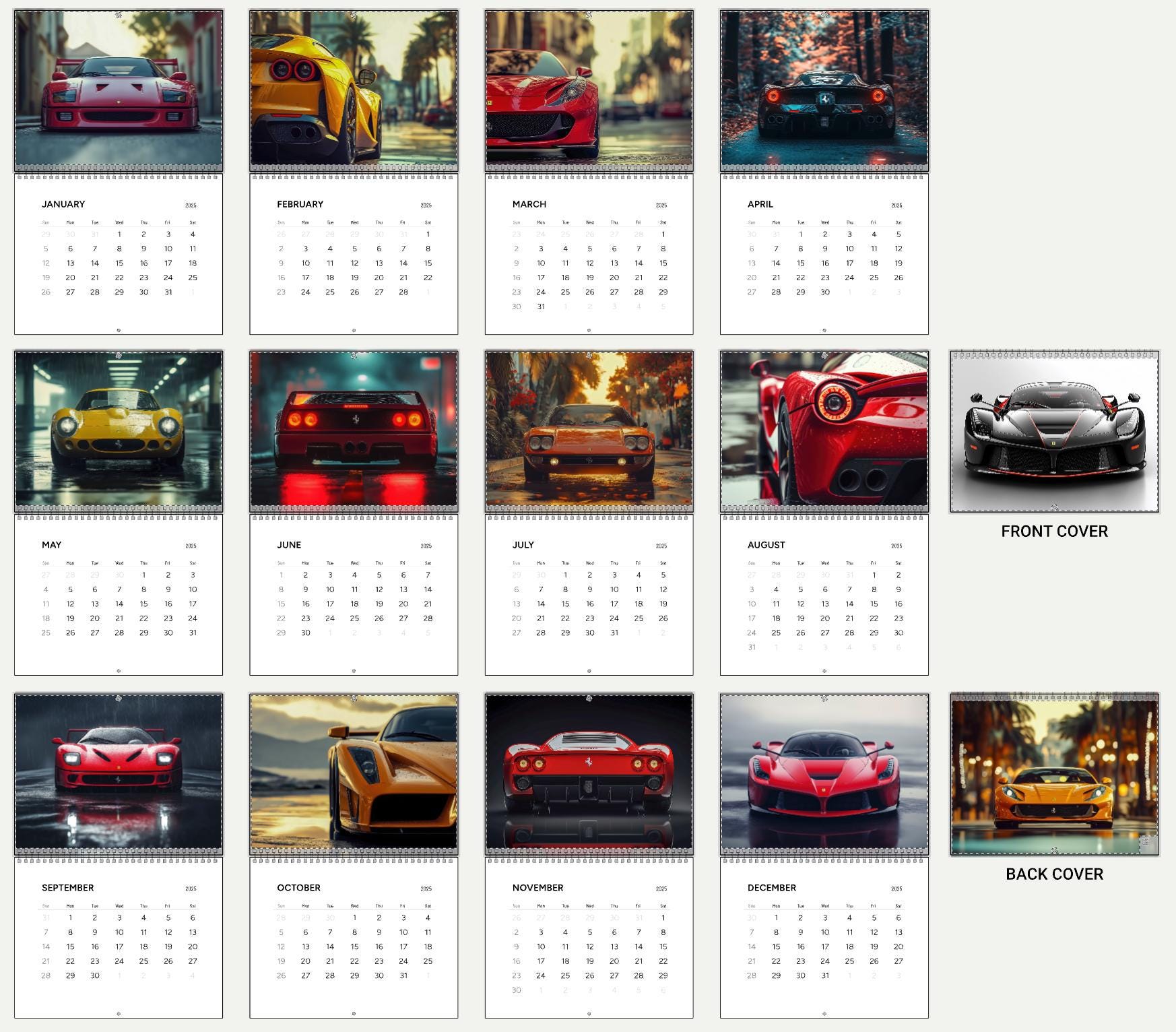 2025 Ferrari Calendar - Vintage Ferrari F40, Enzo, F50, 812 GTS, 296 ...