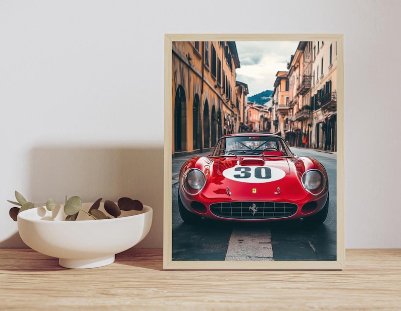 Vintage Ferrari Artwork | Iconic Red Ferrari 250 GTO in Historic ...