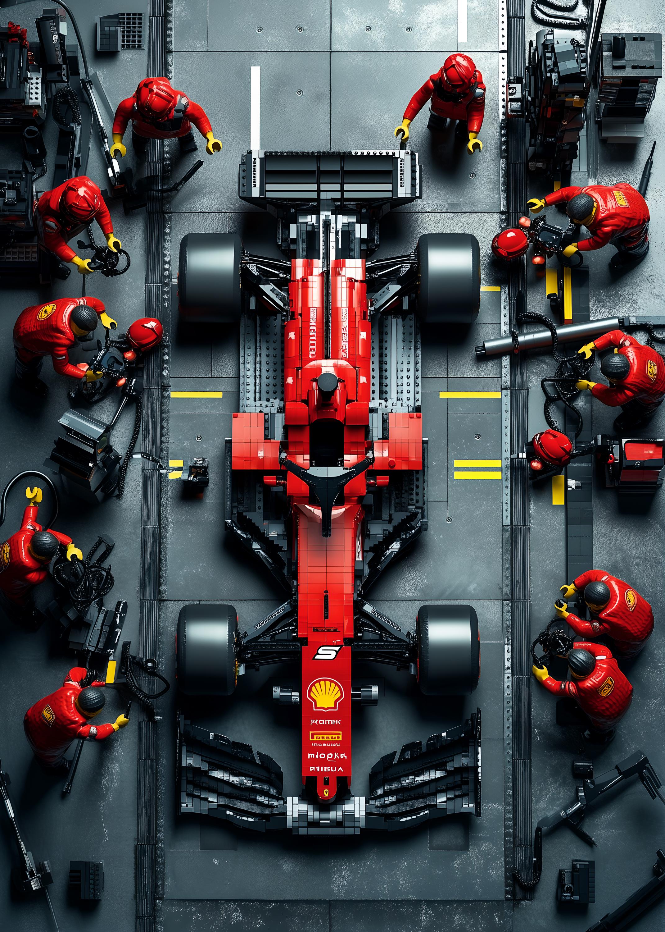 Lego-style Formula 1 Pit Stop Poster High-detail Art Print Featuring ...