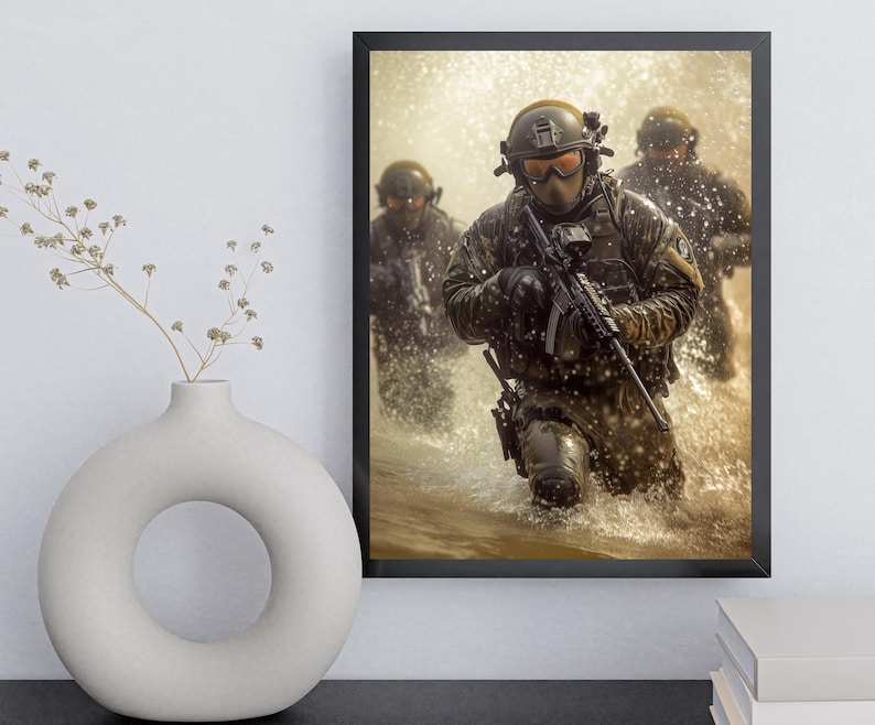 Digital Navy Seals Art | Tactical Team in Action | Military Wall Decor ...