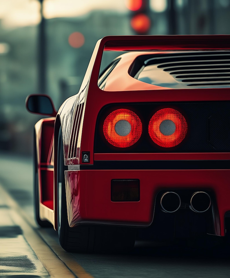 Ferrari F40 Rear View Poster – Bold Ferrari Wall Art for Man Cave Decor ...