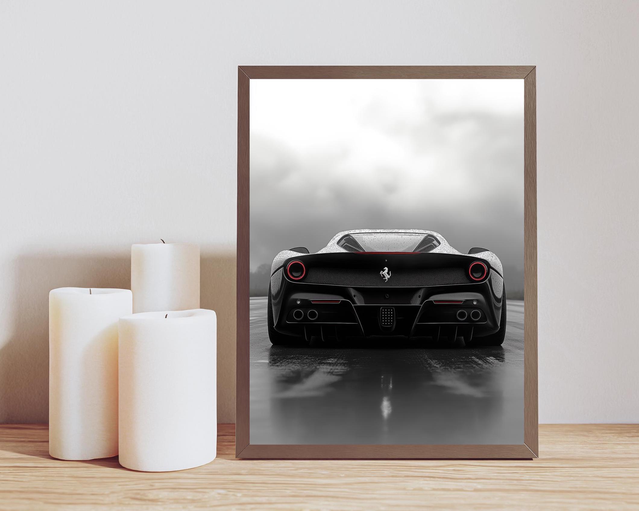 Ferrari Wall Art - Black and White Ferrari Poster Print - Ferrari Home ...