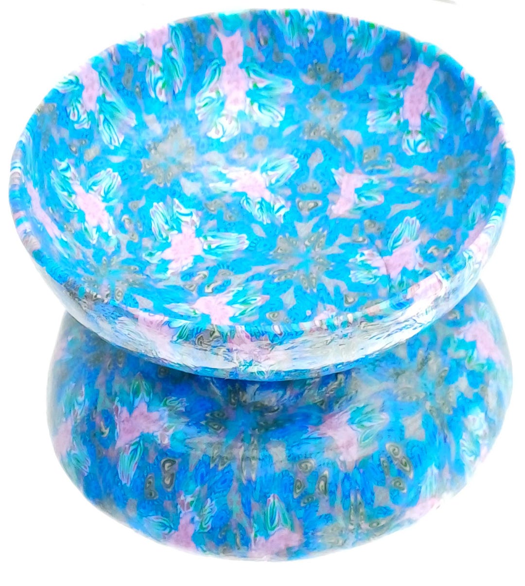 Small Trinket Dish Tray, Pretty Round Handmade From Smooth Polymer Clay ...