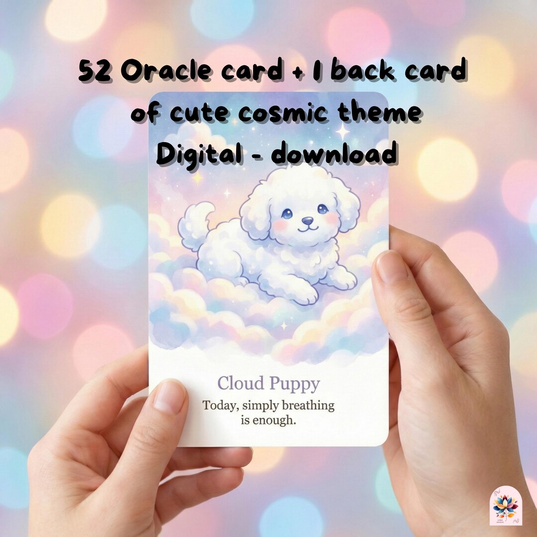 52-card Printable Oracle Deck: Cute Pastel Kawaii Gentle Guidance Cards ...