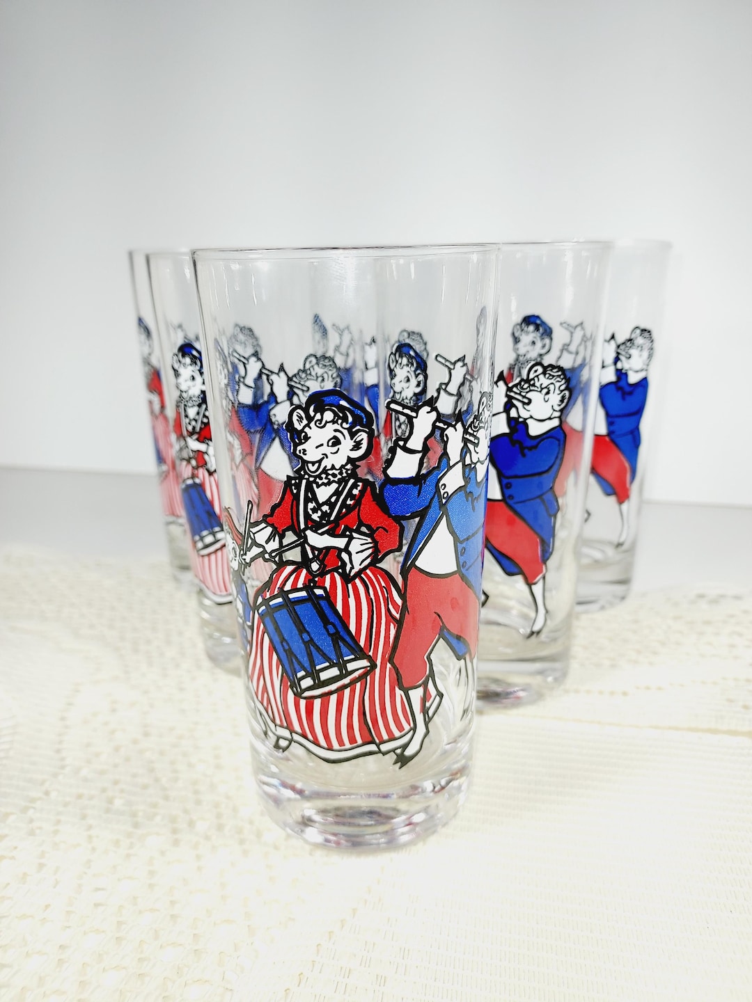 Set of 6 Borden's Elsie the Cow 1976 Bicentennial Glasses Elmer and ...