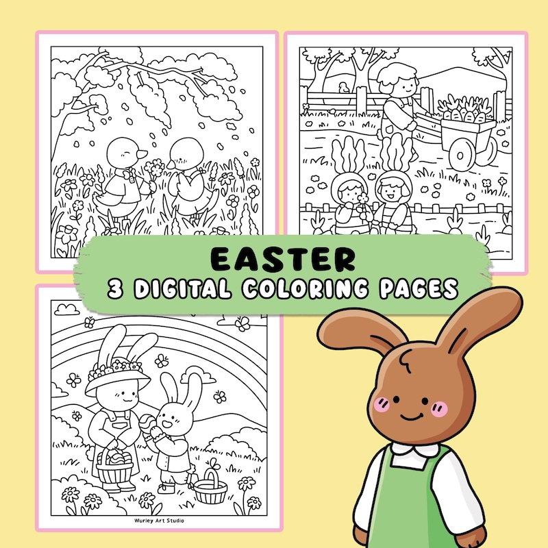 Easter Scene Coloring - Etsy UK