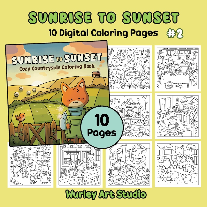 Coloring Book Sunset - Etsy