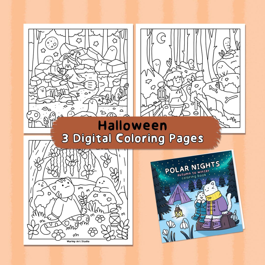 3 Digital Halloween Coloring Book Pages (digital PDF Download) - Etsy
