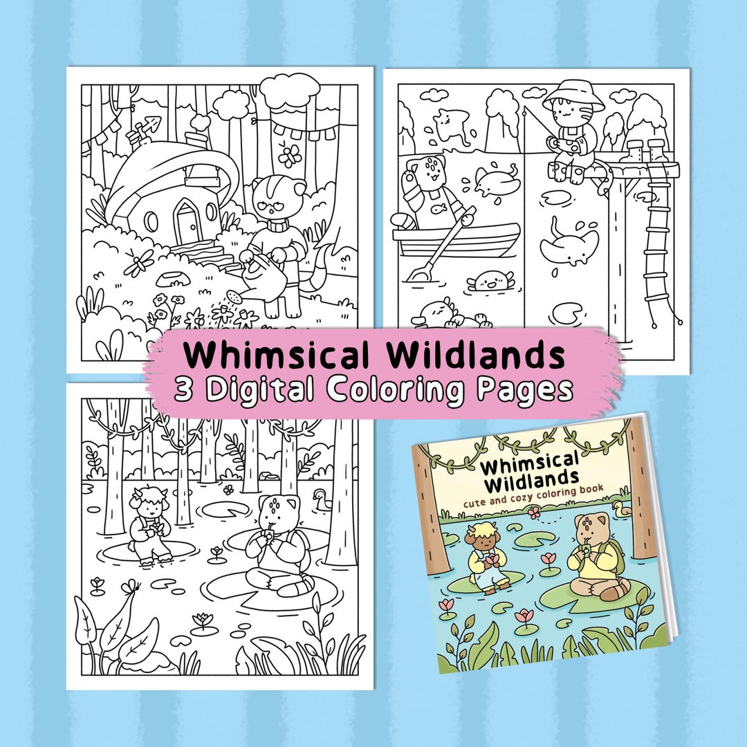 3 Digital Pages From 'whimsical Wildlands' Coloring Book (digital PDF ...