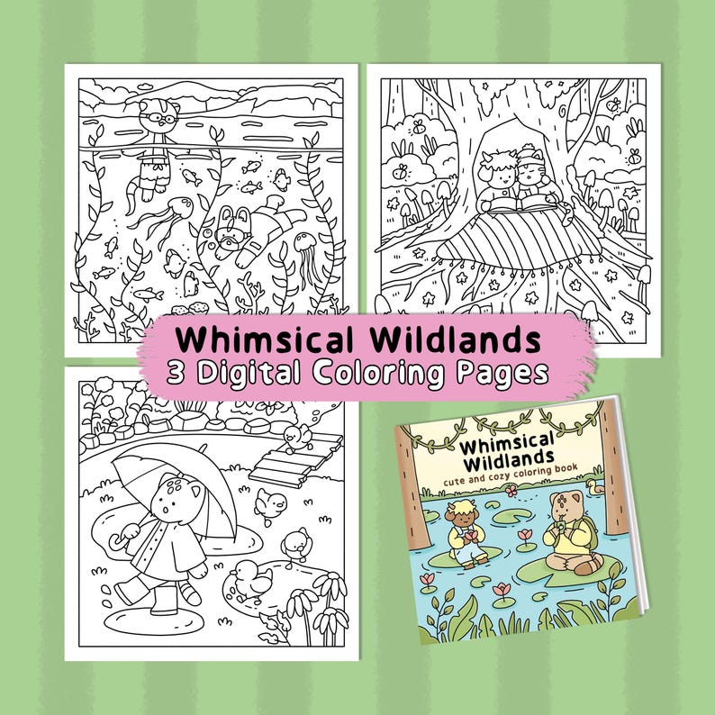 3 Digital Pages From 'whimsical Wildlands' Coloring Book (digital PDF ...