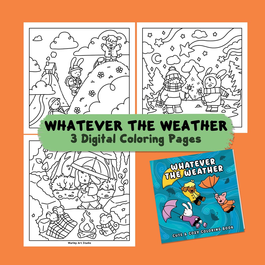 3 Digital Pages From 'whatever the Weather' Coloring Book (digital PDF ...