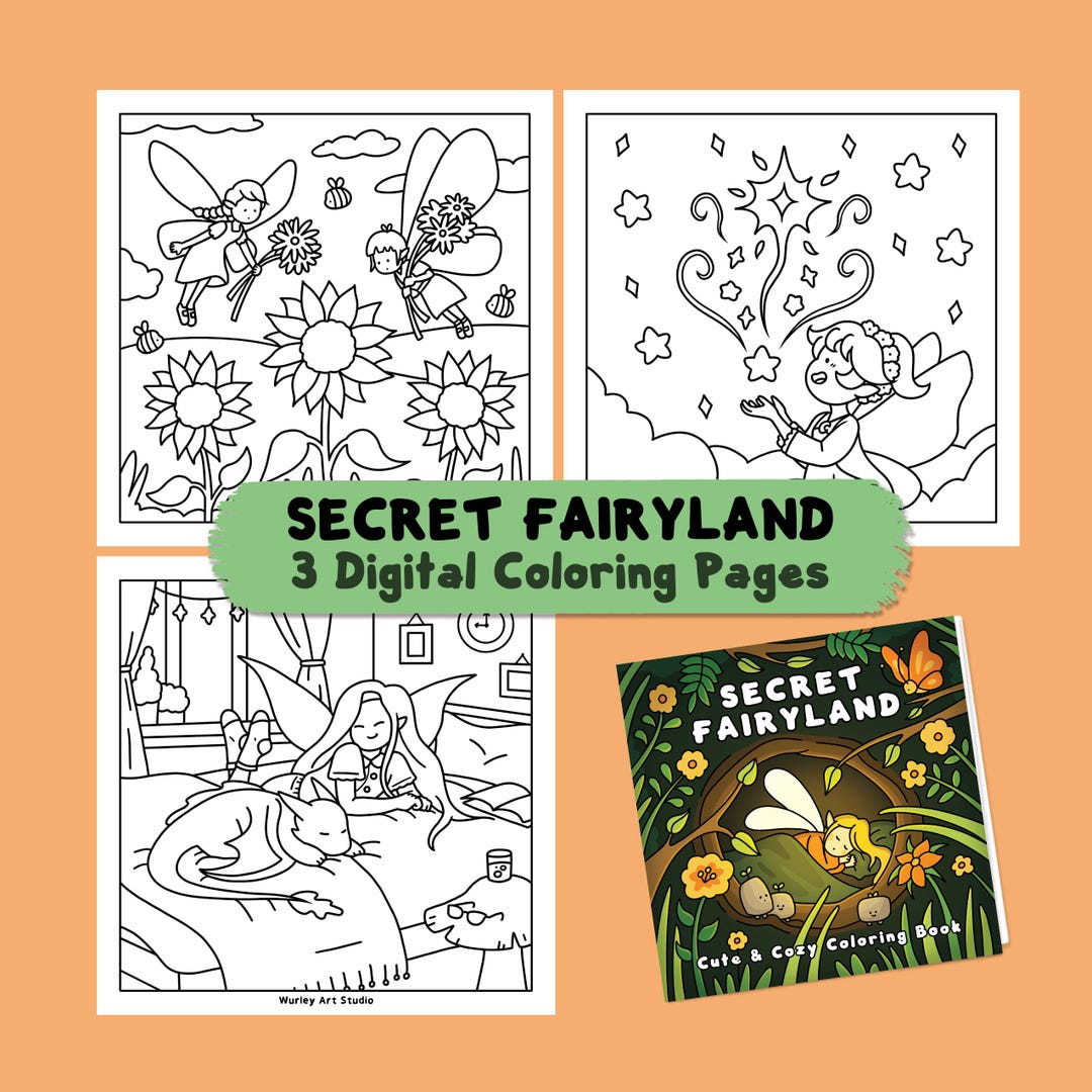 3 Digital Pages From 'secret Fairyland' Coloring Book (digital PDF ...