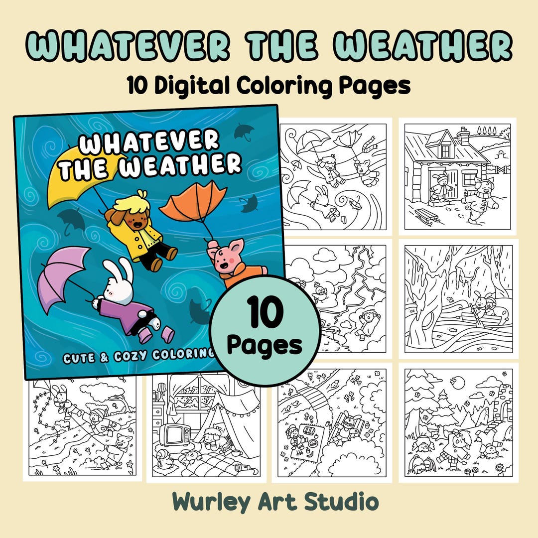 Whatever the Weather - 10 Digital Coloring Pages by Wurley Art (PDF ...
