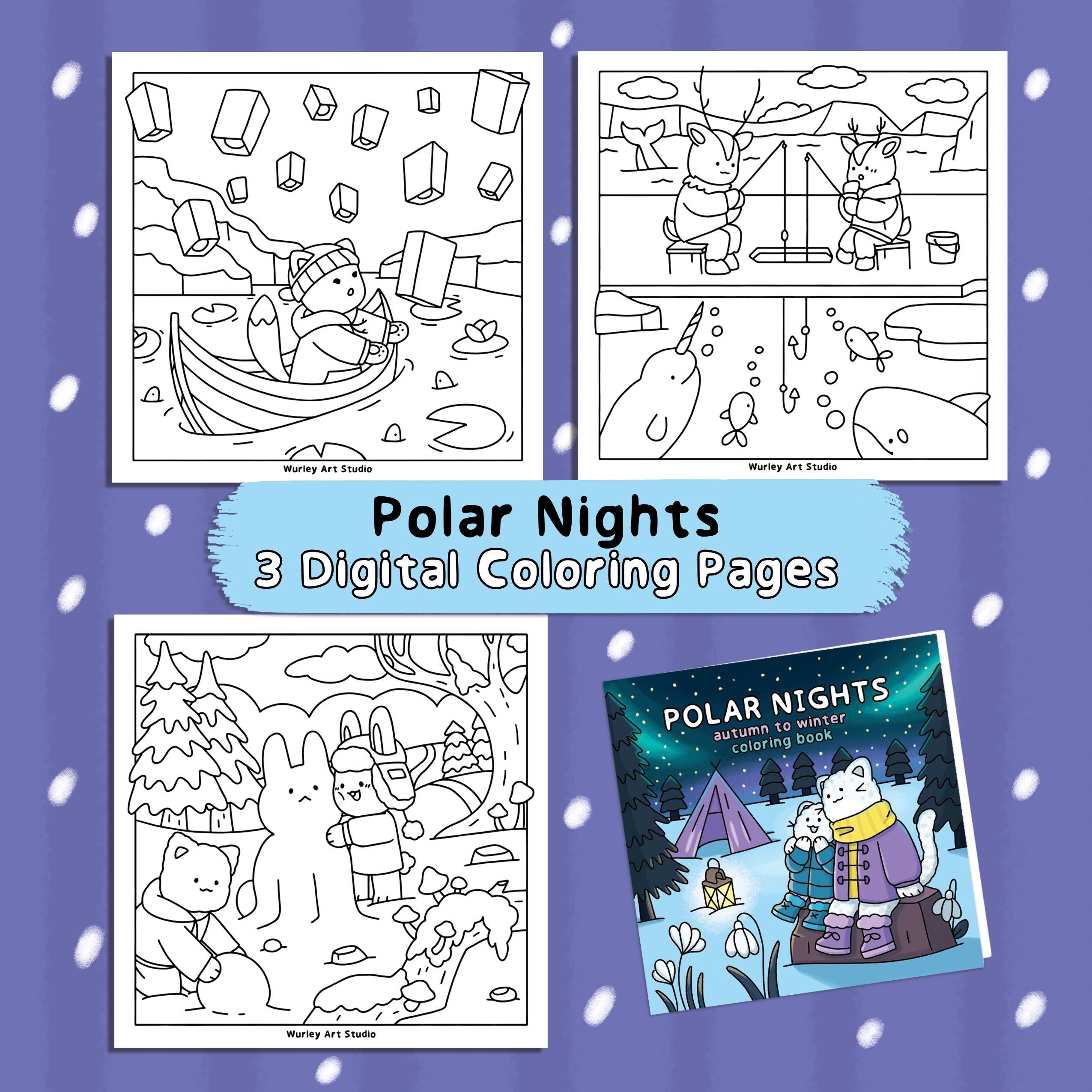 3 Digital Pages From 'polar Nights' Coloring Book (digital PDF Download ...