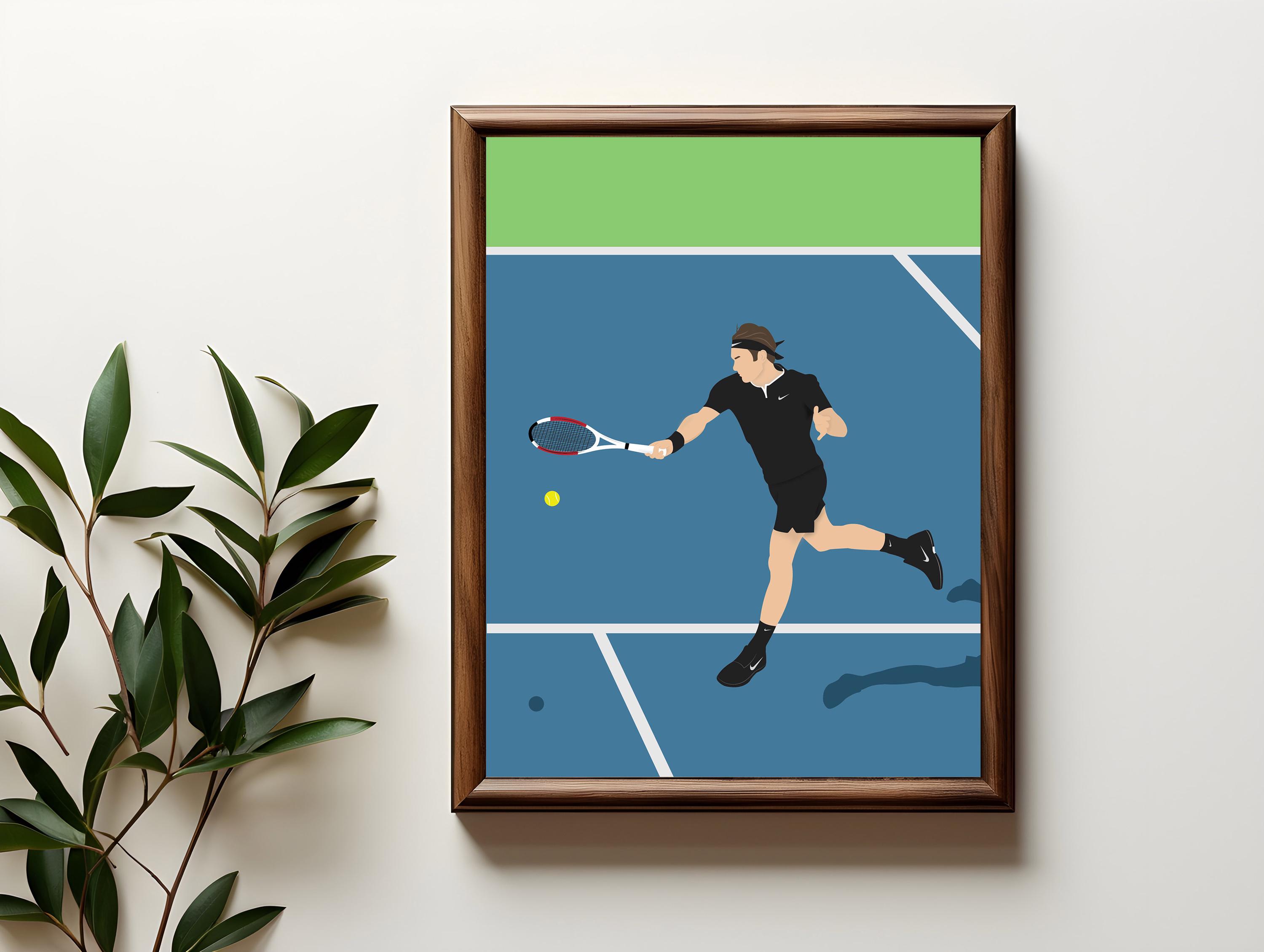 Roger Federer 4 Slams Illustration, Tennis Digital Art, Tennis Poster ...