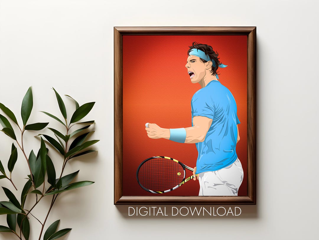 Rafael Nadal Digital Download Vector Portrait Illustration, Tennis ...