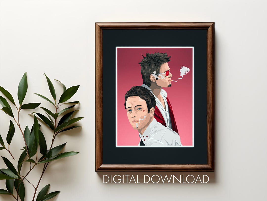 Fight Club Vector Illustration Digital Download, Movie Print, Brad Pitt ...