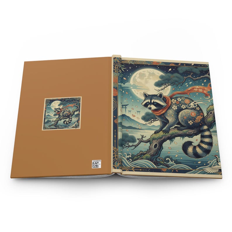 Moonlit Raccoon Matte Journal Cute Animal Sketchbook for Writing Blank ...