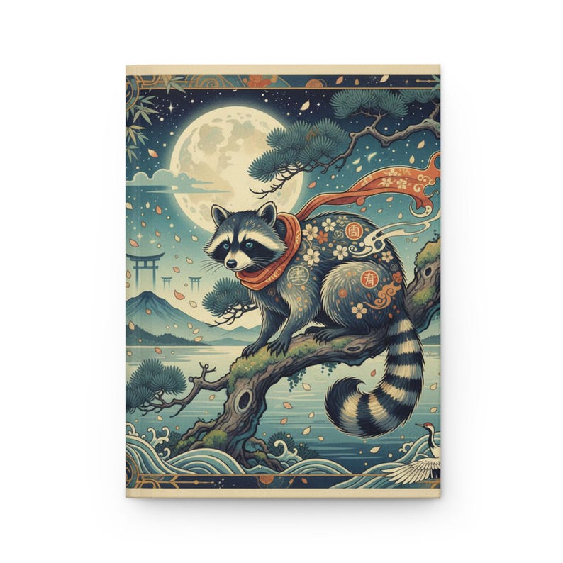 Moonlit Raccoon Matte Journal Cute Animal Sketchbook for Writing Blank ...