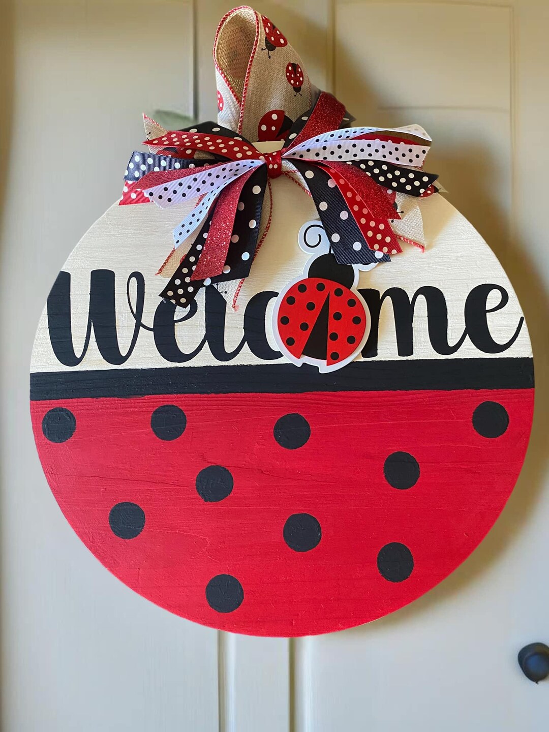 Lady Bug Welcome Sign - Summer - Red - Etsy