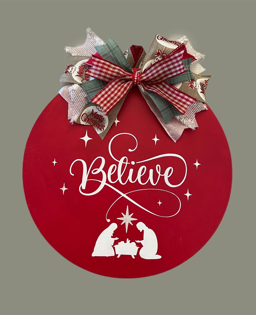 Believe Nativity - Christmas Door Sign - Etsy