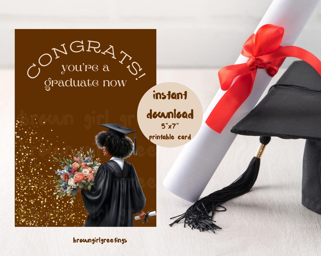 Black Woman Graduation Card, Melanin Graduate, Printable Greeting ...