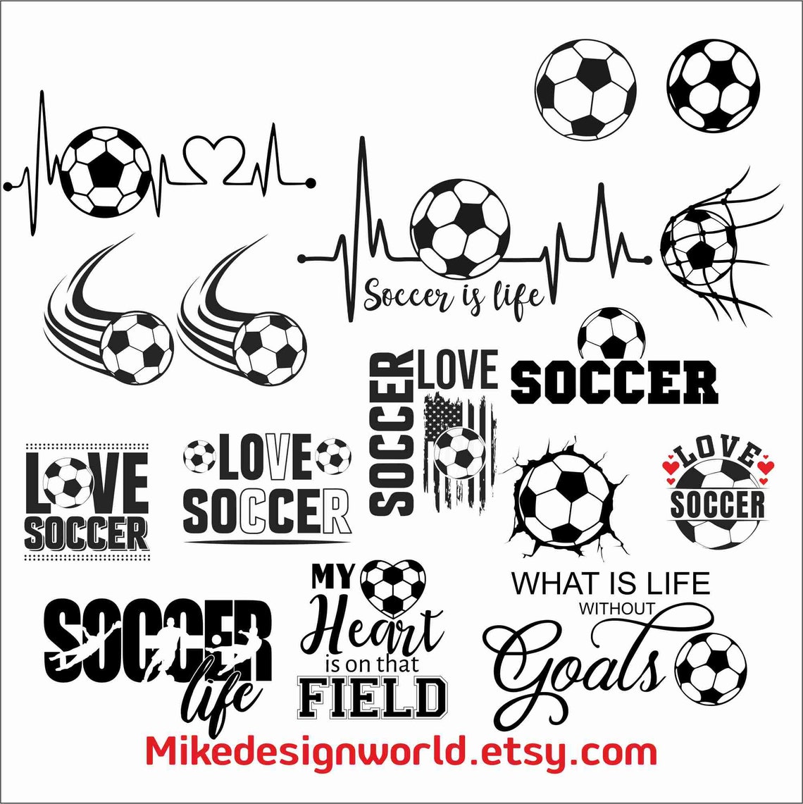 Soccer Svg Vector - Soccer Heartbeat Svg Vector - Etsy