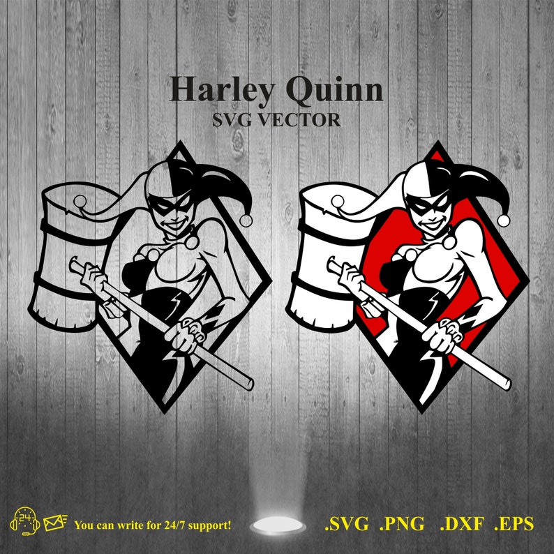 Harley Quinn Red Black Svg Vector - Etsy