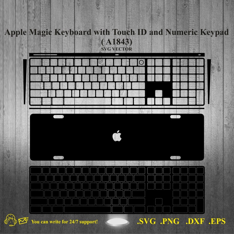 Apple Magic Keyboard With Touch ID and Numeric Keypad Skin Template Cut ...