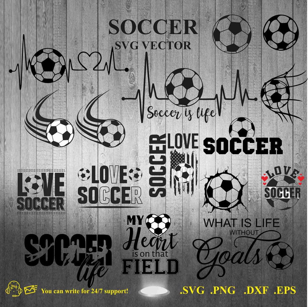 Soccer Svg Vector - Soccer Heartbeat Svg Vector - Etsy