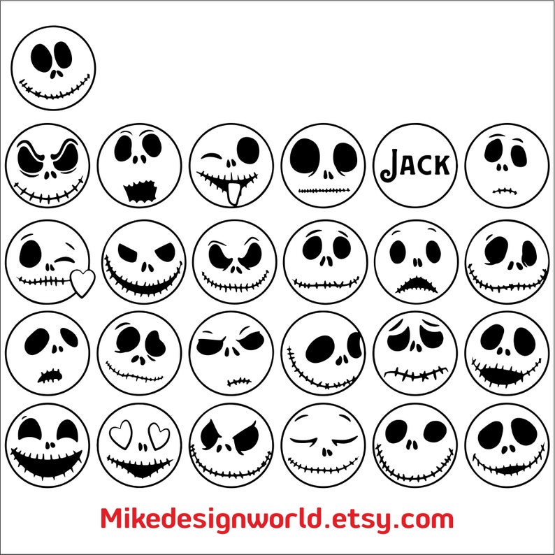 Jack Skellington Face Sticker Svg Vector - Etsy