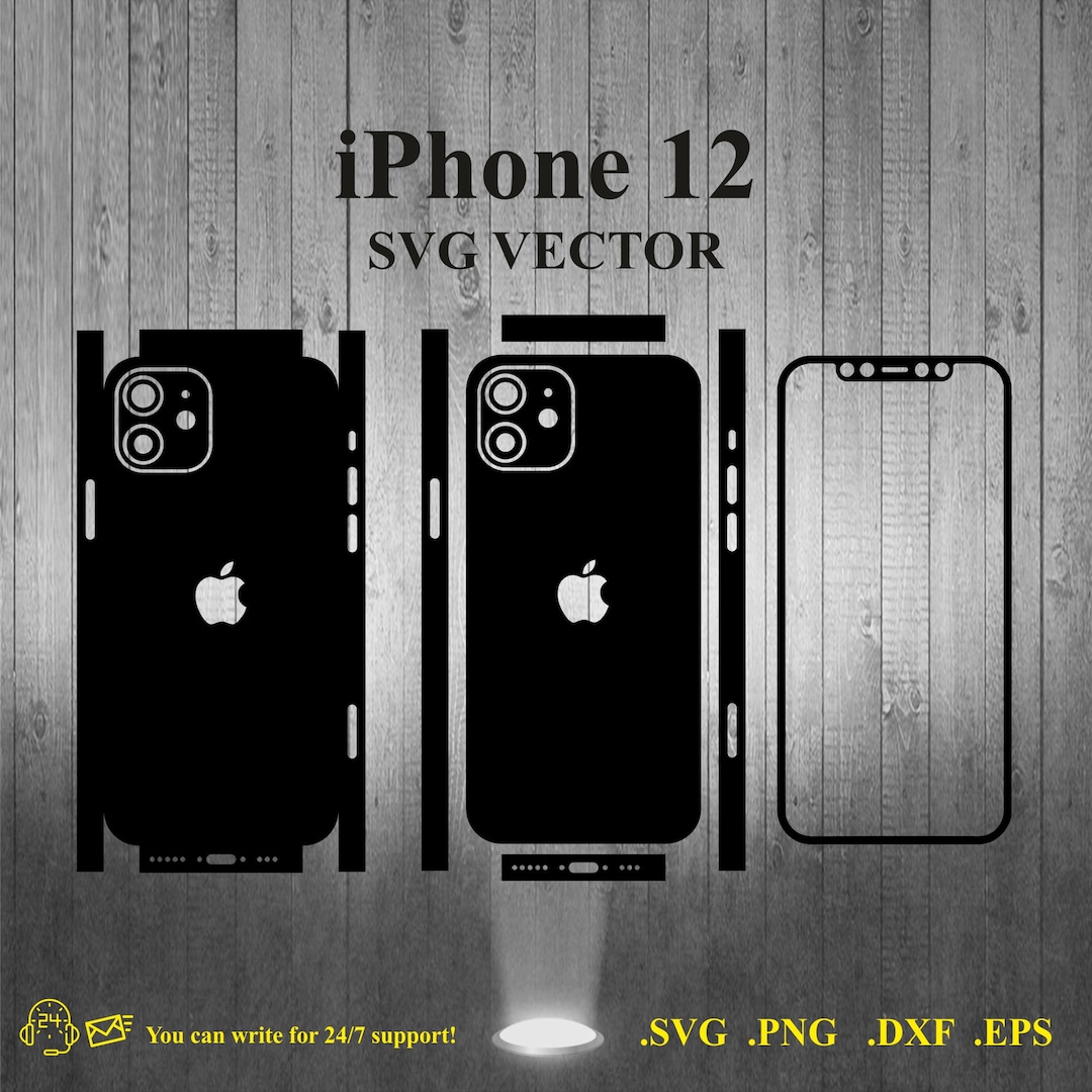 IPhone 12 Skin Template SVG Vector Cut File - Etsy