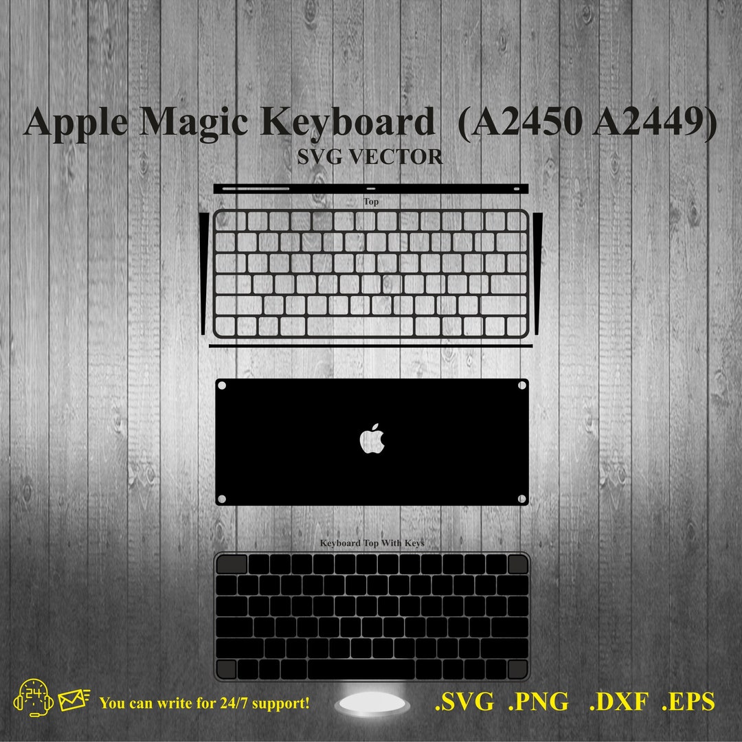 Apple Magic Keyboard Skin Template Cut File SVG Vector (A2450 A2449) US ...