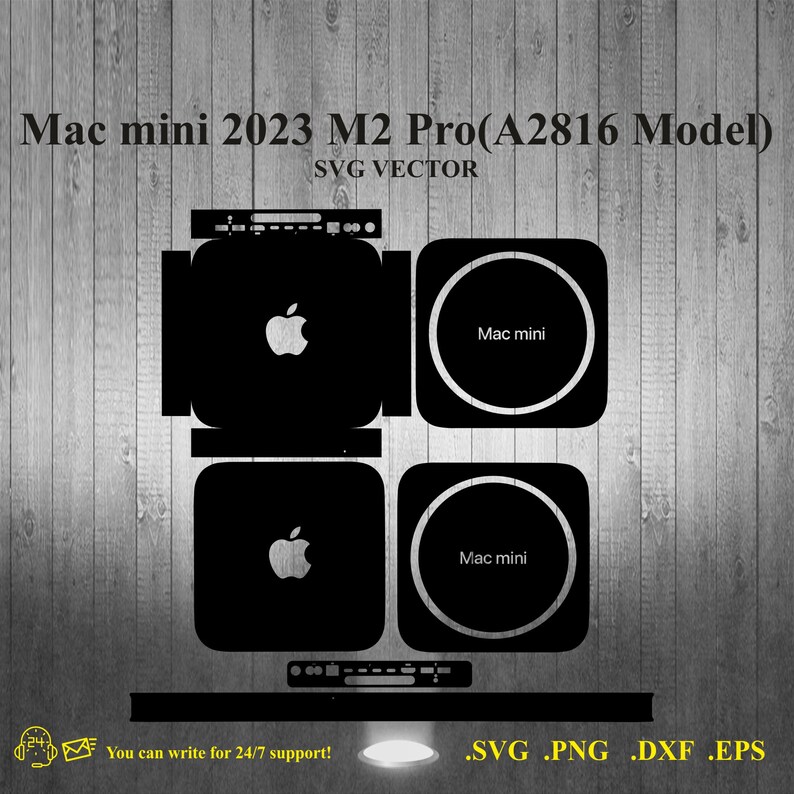 Mac Mini 2023 M2 PRO Skin Template Cut File SVG Vector A2816 Model - Etsy