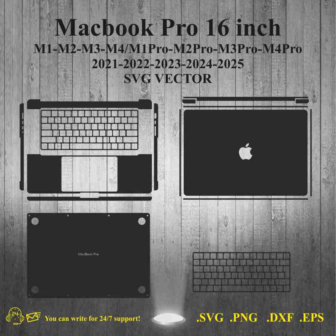MacBook Pro 16 Inch Skin Template SVG Vector Cut File - Etsy