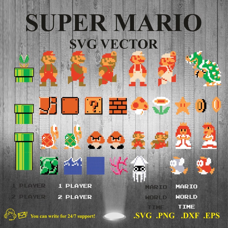 SUPER MARIO SVG Vector - Etsy