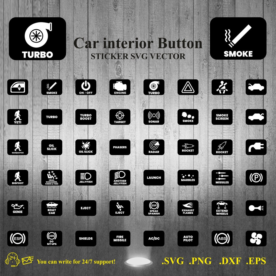 Car Interior Button Stickersvg - Etsy