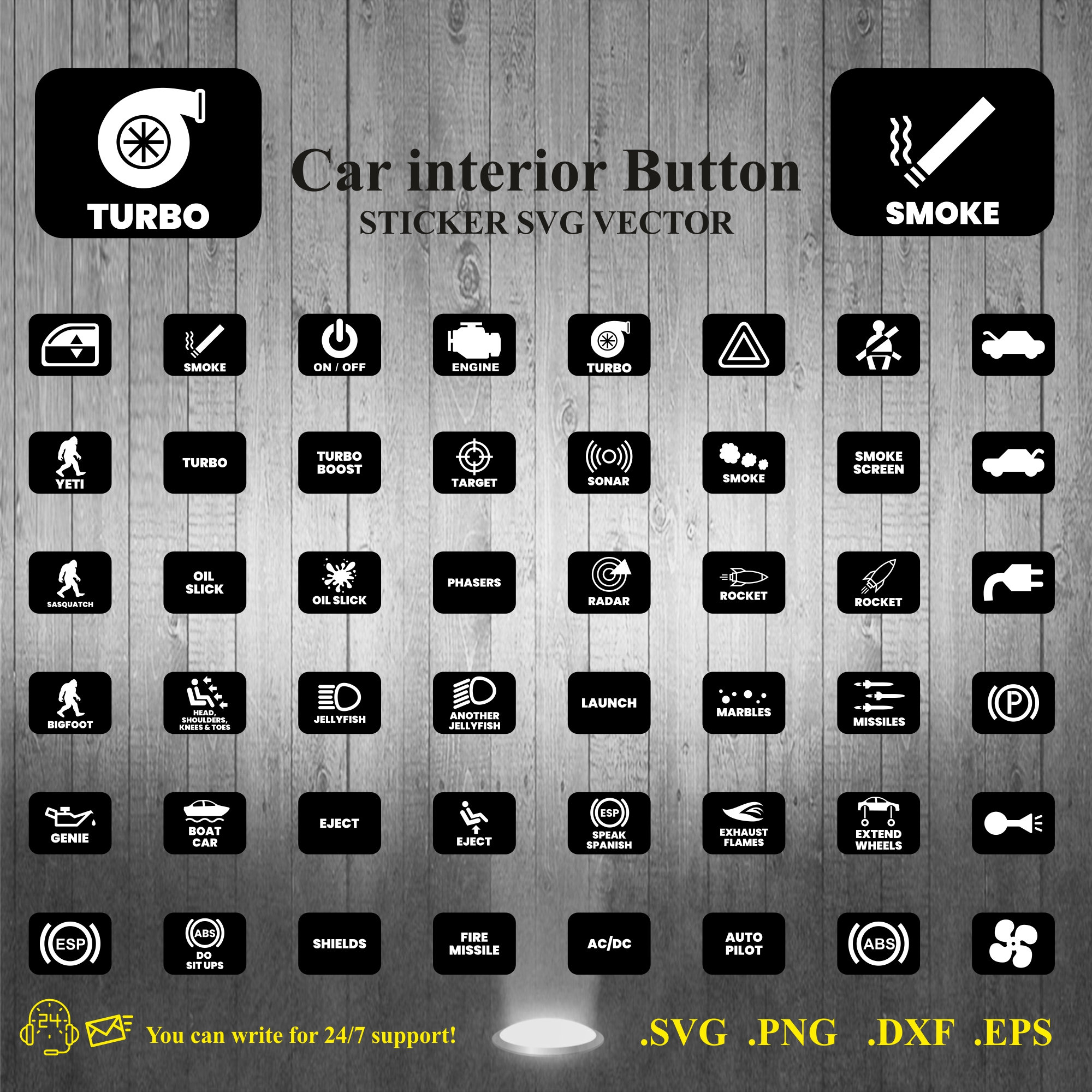 Car Interior Button Stickersvg - Etsy