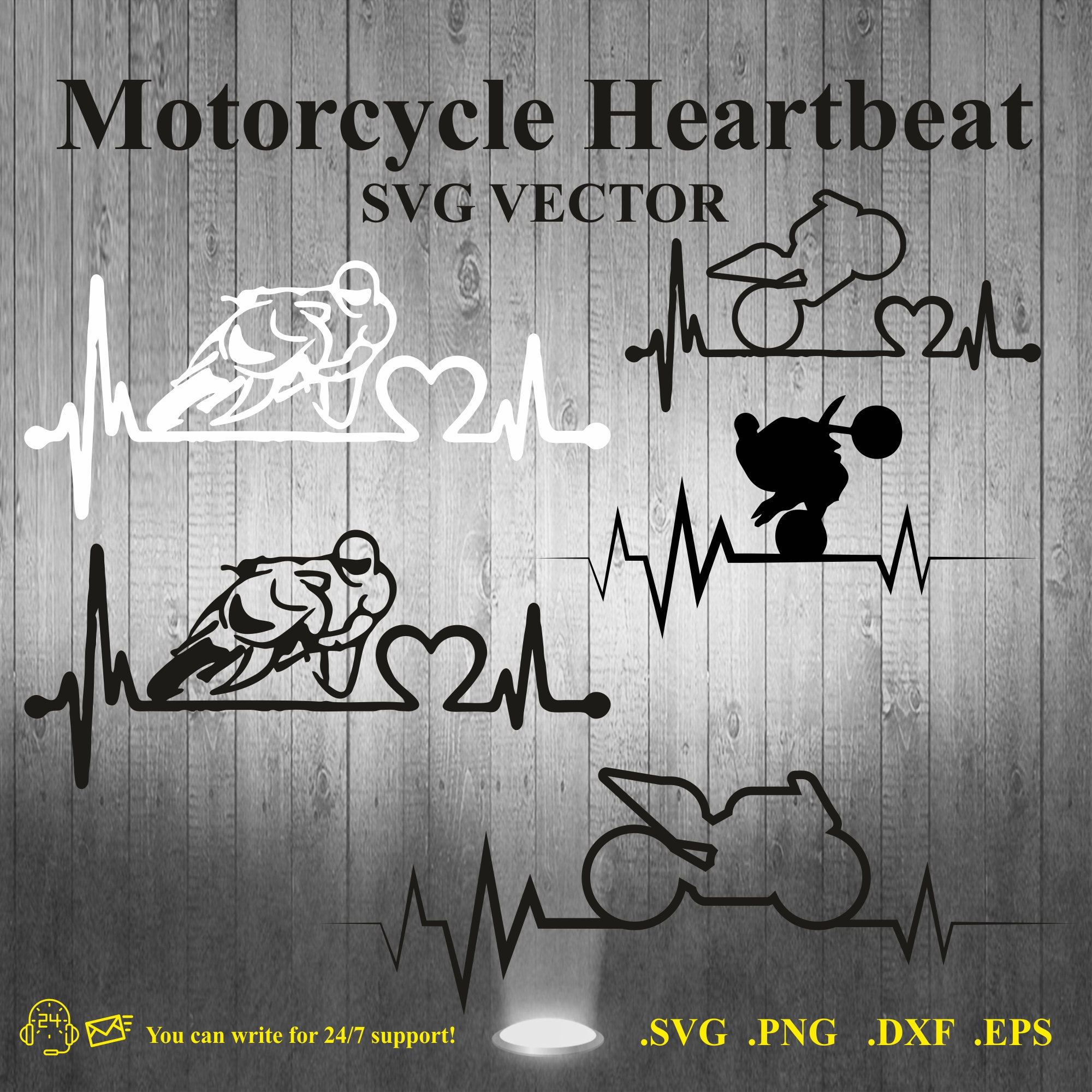 Motorcycle Heart Beat Sticker SVG - Etsy