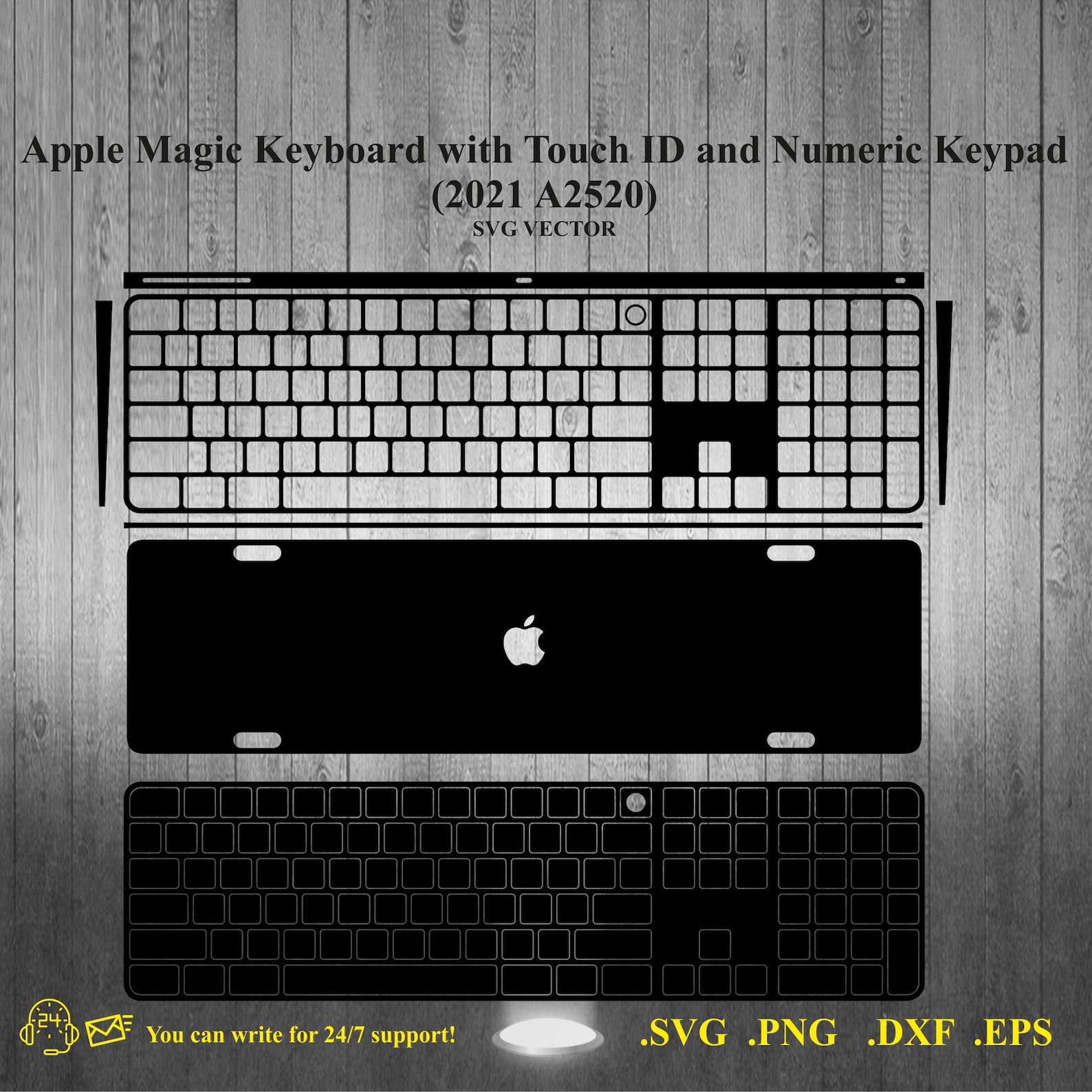 Magic Keyboard Skin Template Touch ID Numeric Keypad SVG Vector - Etsy