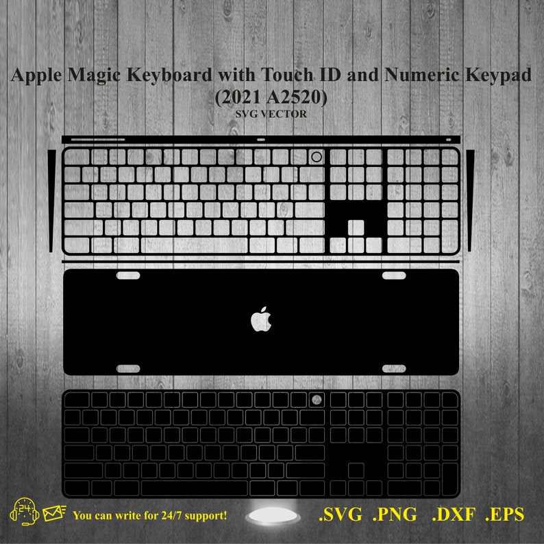 Apple Magic Keyboard With Touch ID and Numeric Keypad Skin Template Cut ...