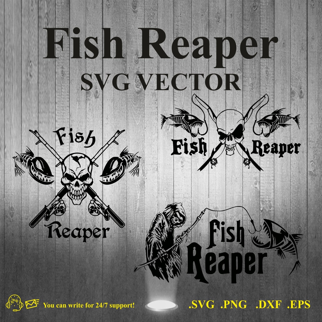 Fish Reaper Svg Sticker - Etsy