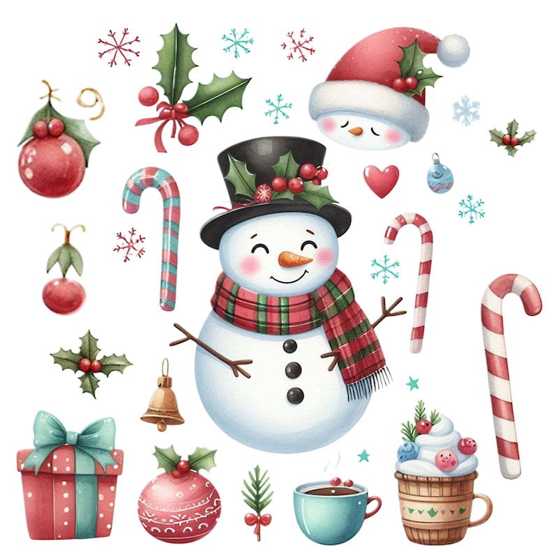 Set of PNG Images, Clip Art, Christmas, New Year, Snowman, Winter ...